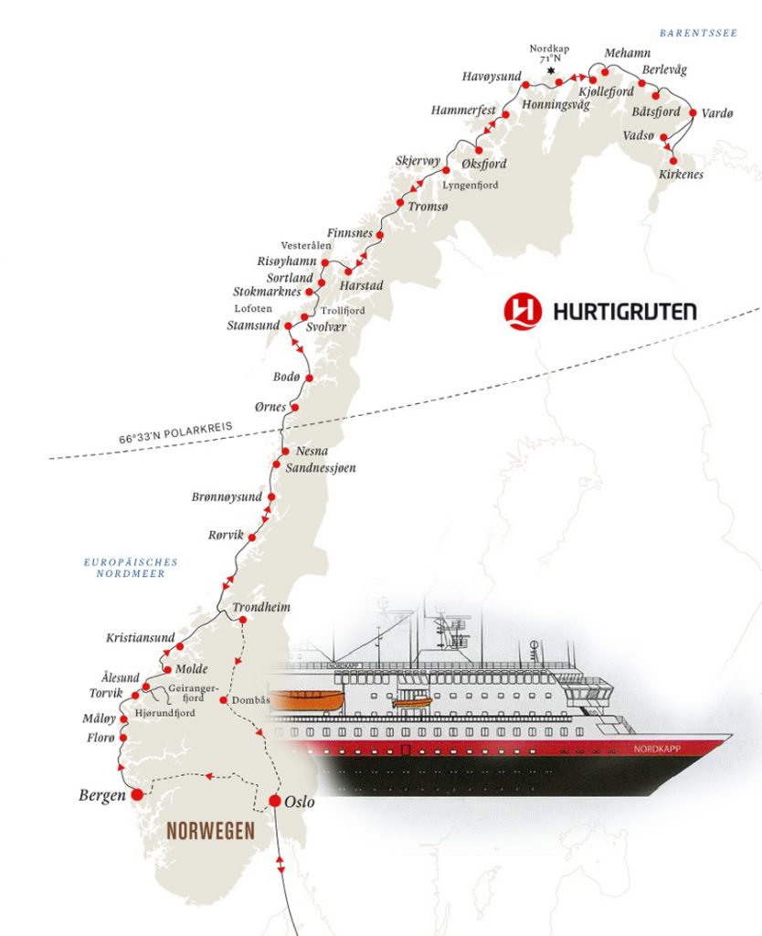 Hurtigruten | Norwegen per Postschiff | norwegische Fjorde entdecken